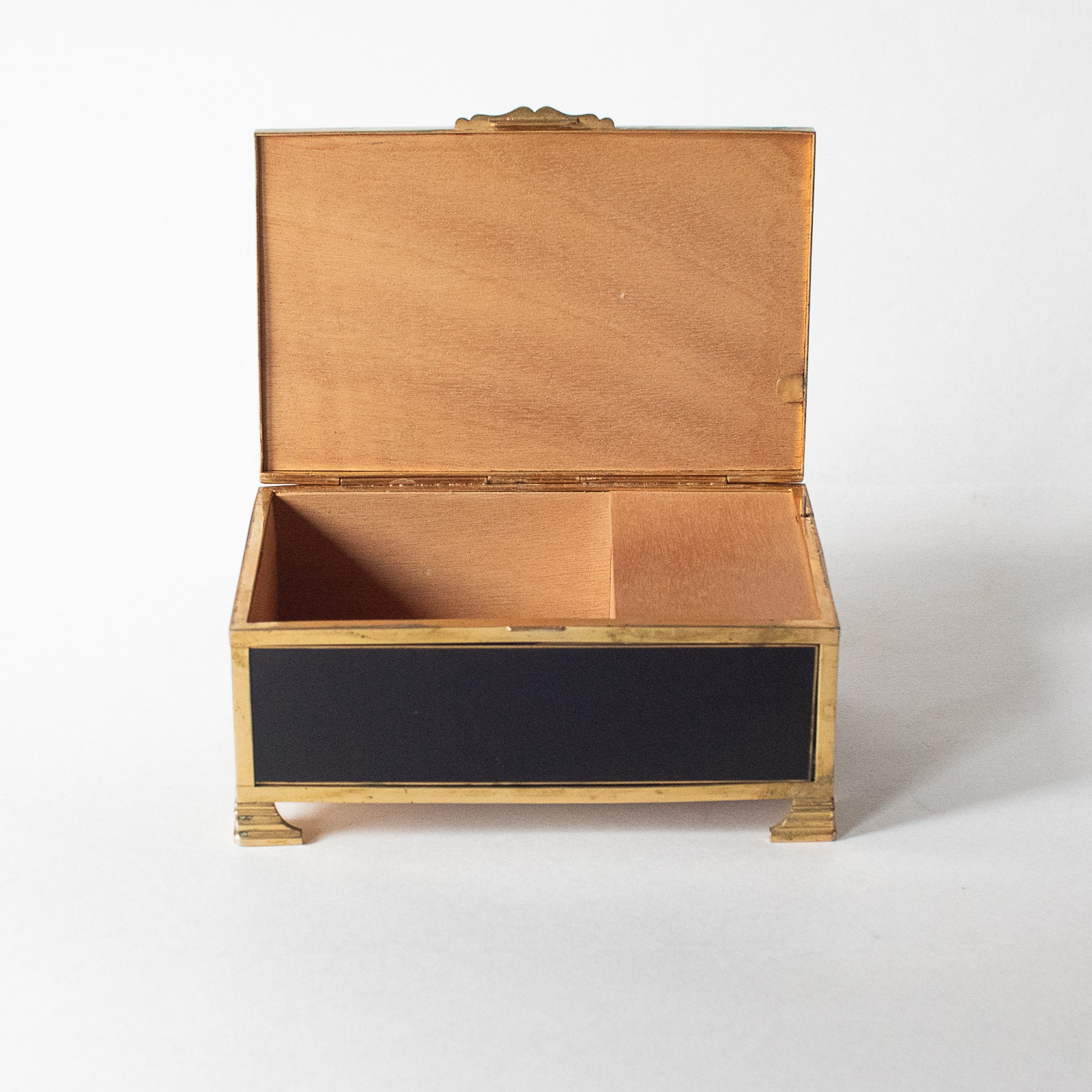 Black Lacquer Music Box, Made in France, Thorens Swiss Movement, Gold ...