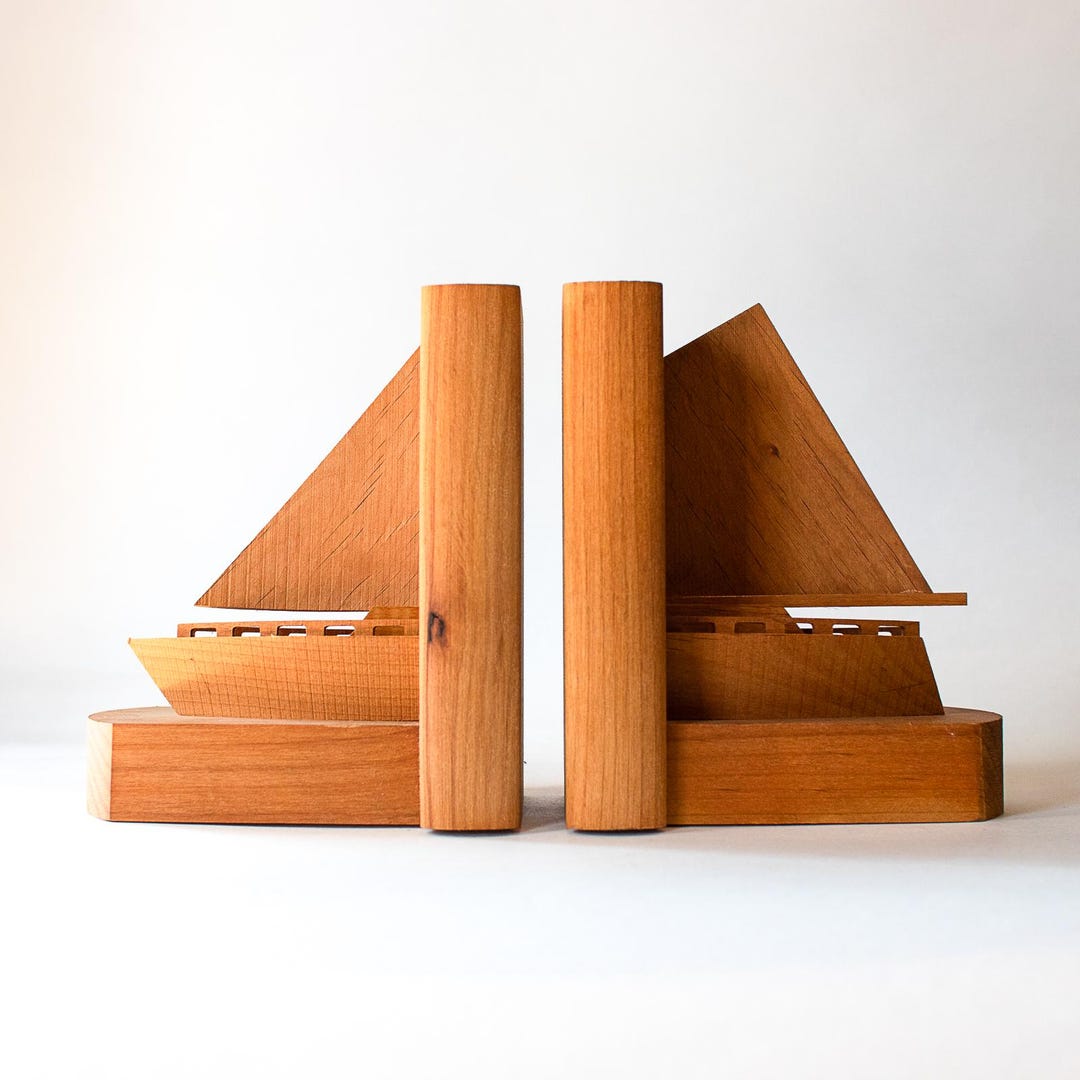 Sailboat Bookends Made of Wood, Precision Detailed and Heavy. Nautical ...