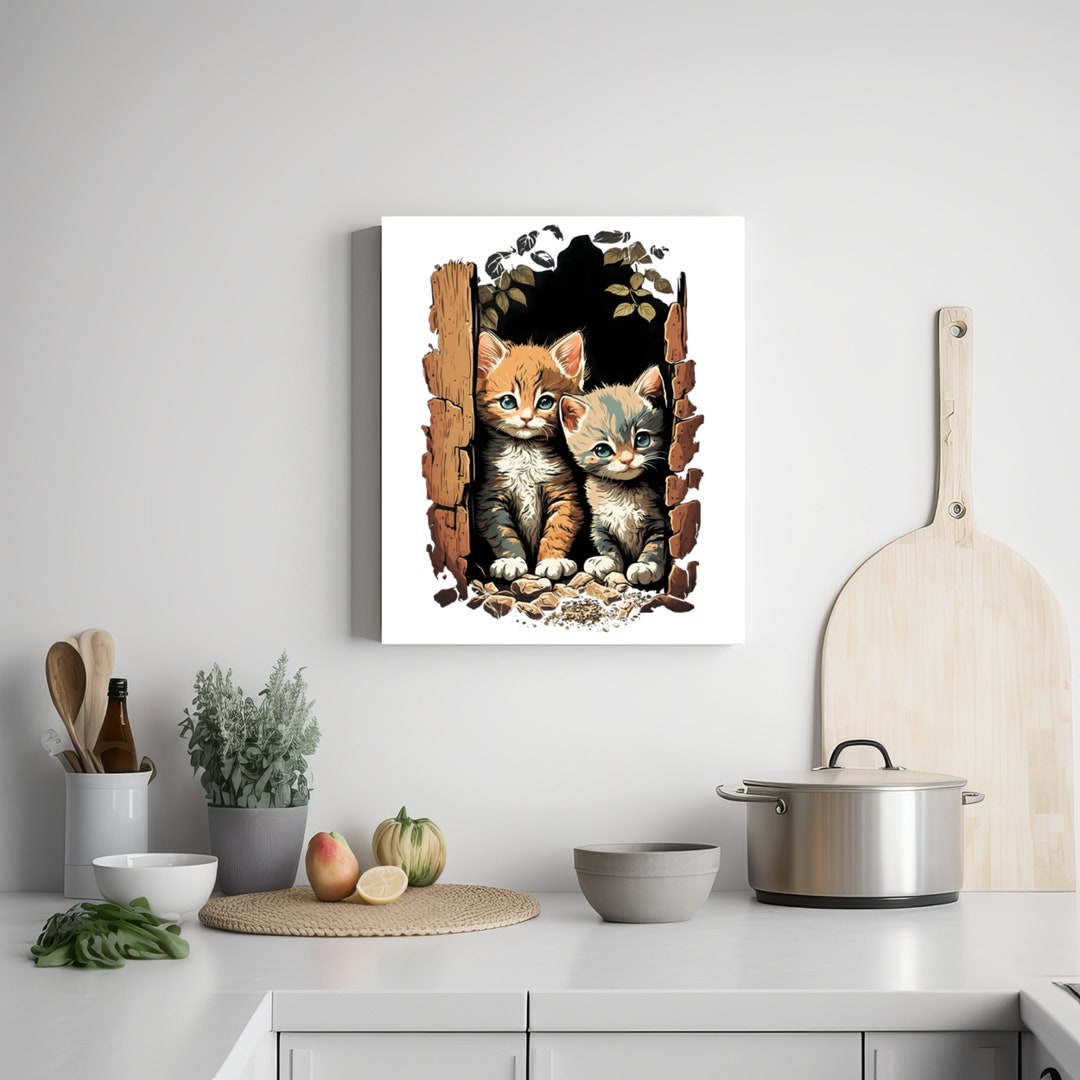 Cute Cats Printable Design for Cat Lovers, Adorable Kittens Wall Art ...