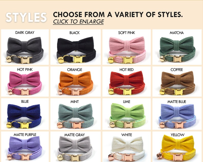 Velvet Cat Collar With Bell & Bow | Personalized Kitten Collar - Etsy