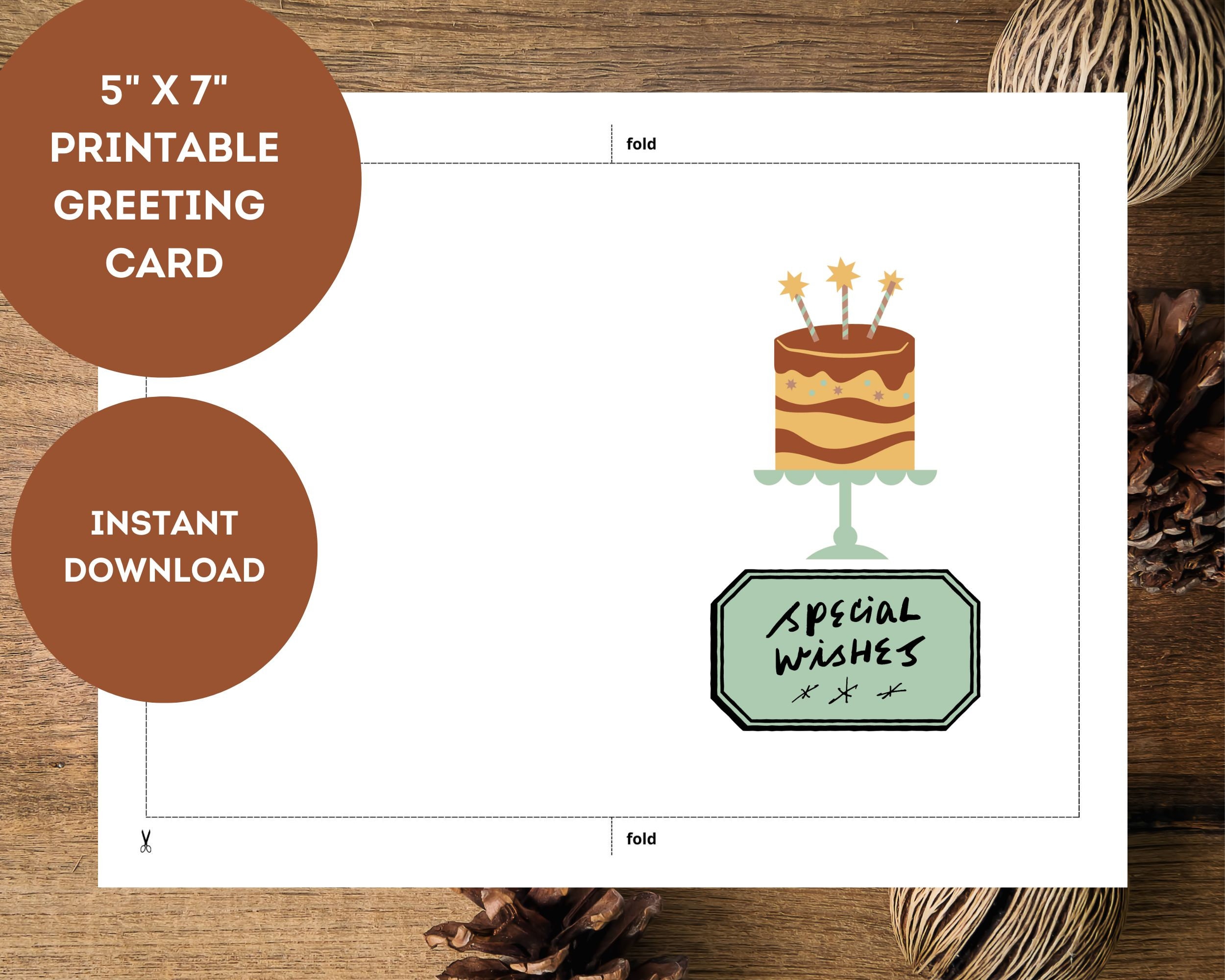 Birthday Cake Greeting Card, Printable Happy Birthday Card for Kids ...