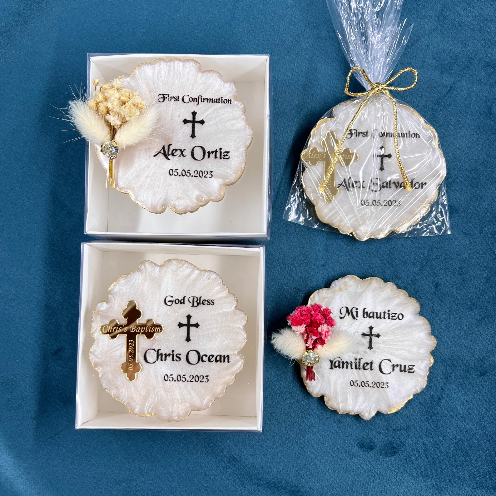 Personalized Baptism Magnet Favor, Engraved Resin Party Favor, Bulk ...