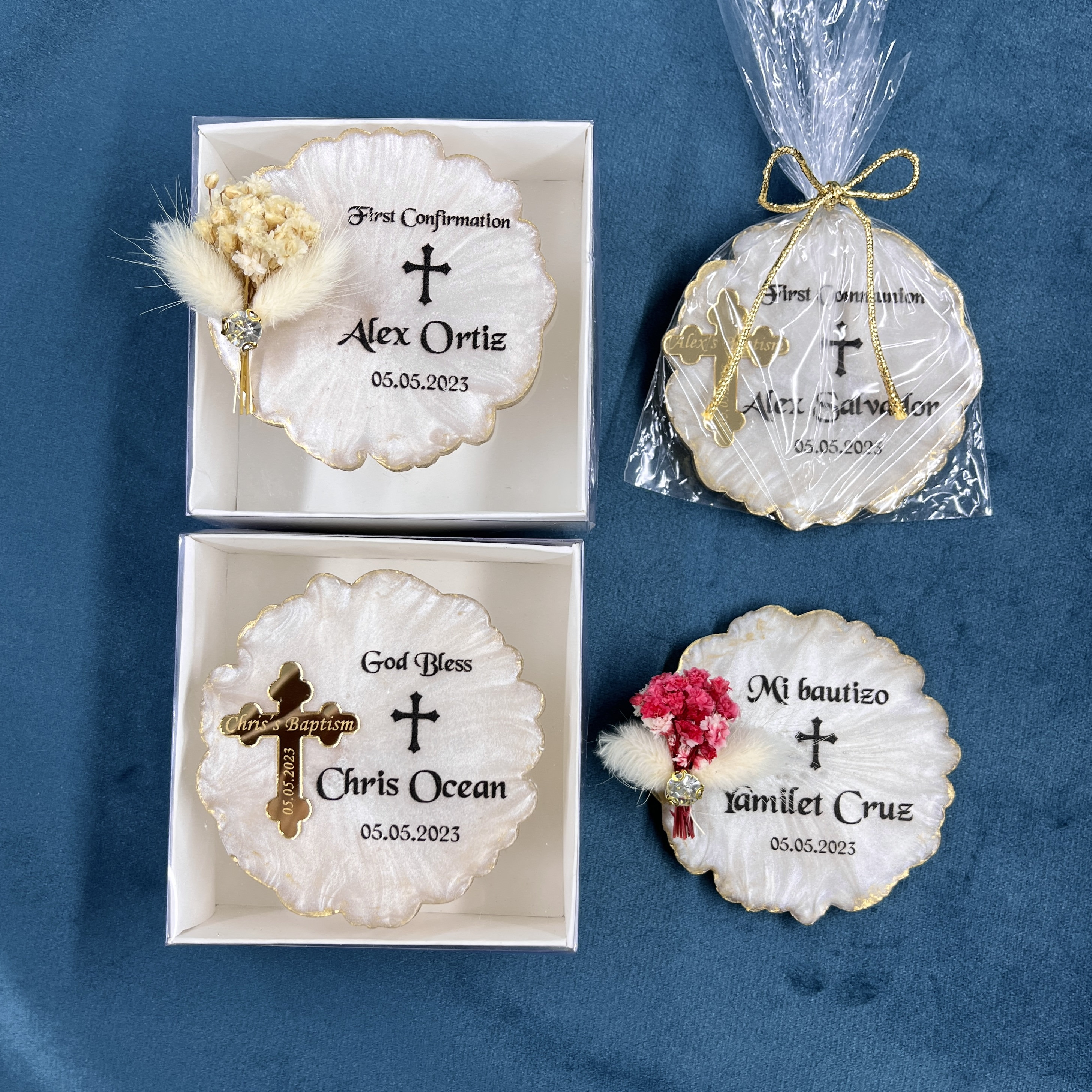 Personalized Baptism Magnet Favor, Engraved Resin Party Favor, Bulk ...