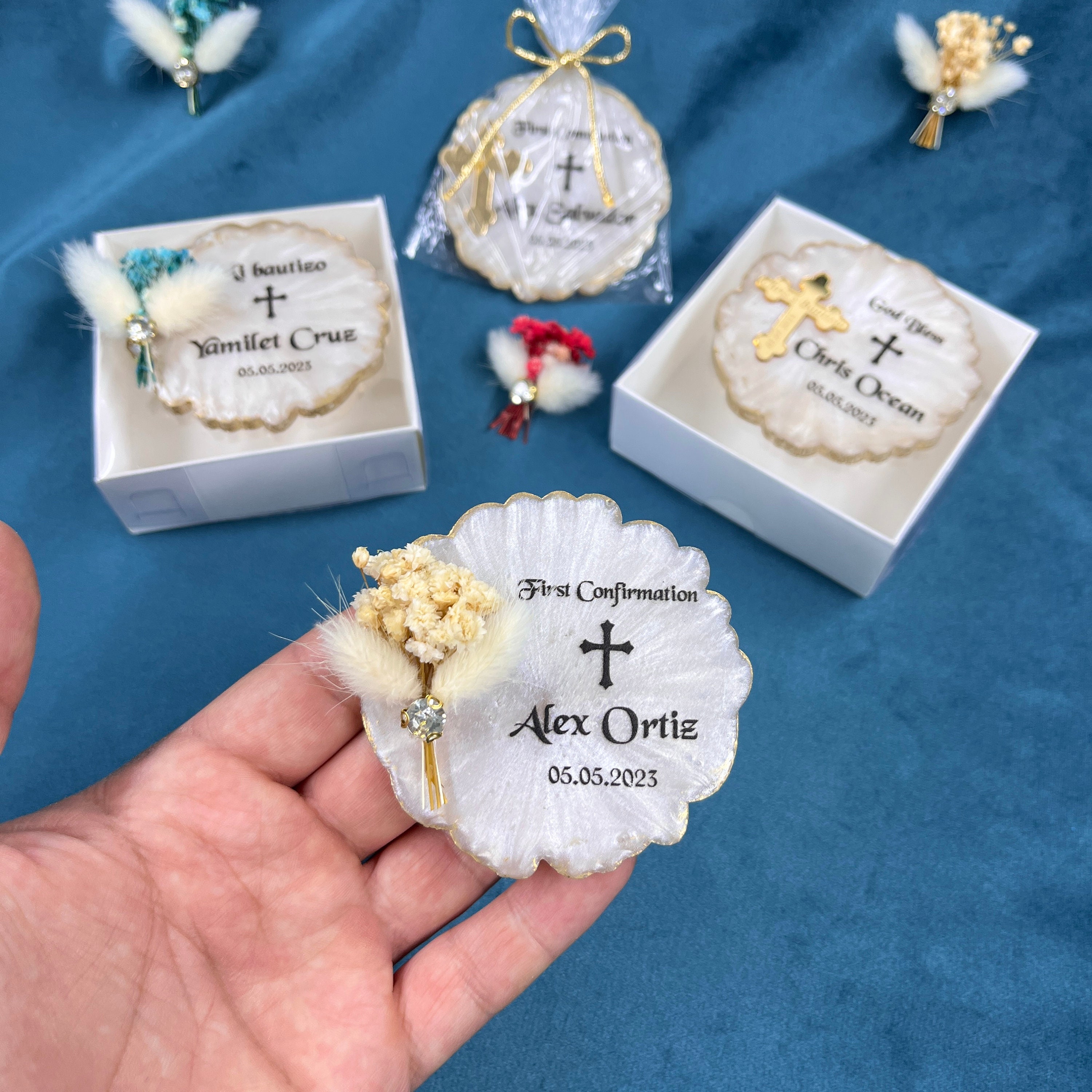 Personalized Baptism Magnet Favor, Engraved Resin Party Favor, Bulk ...