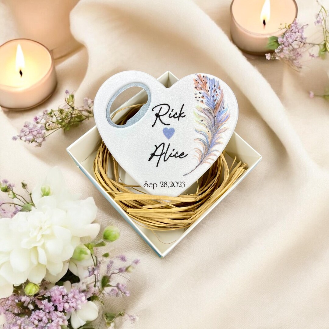 BOXED Heart Bottle Opener Magnet, Custom Keepsake Wedding Favors ...