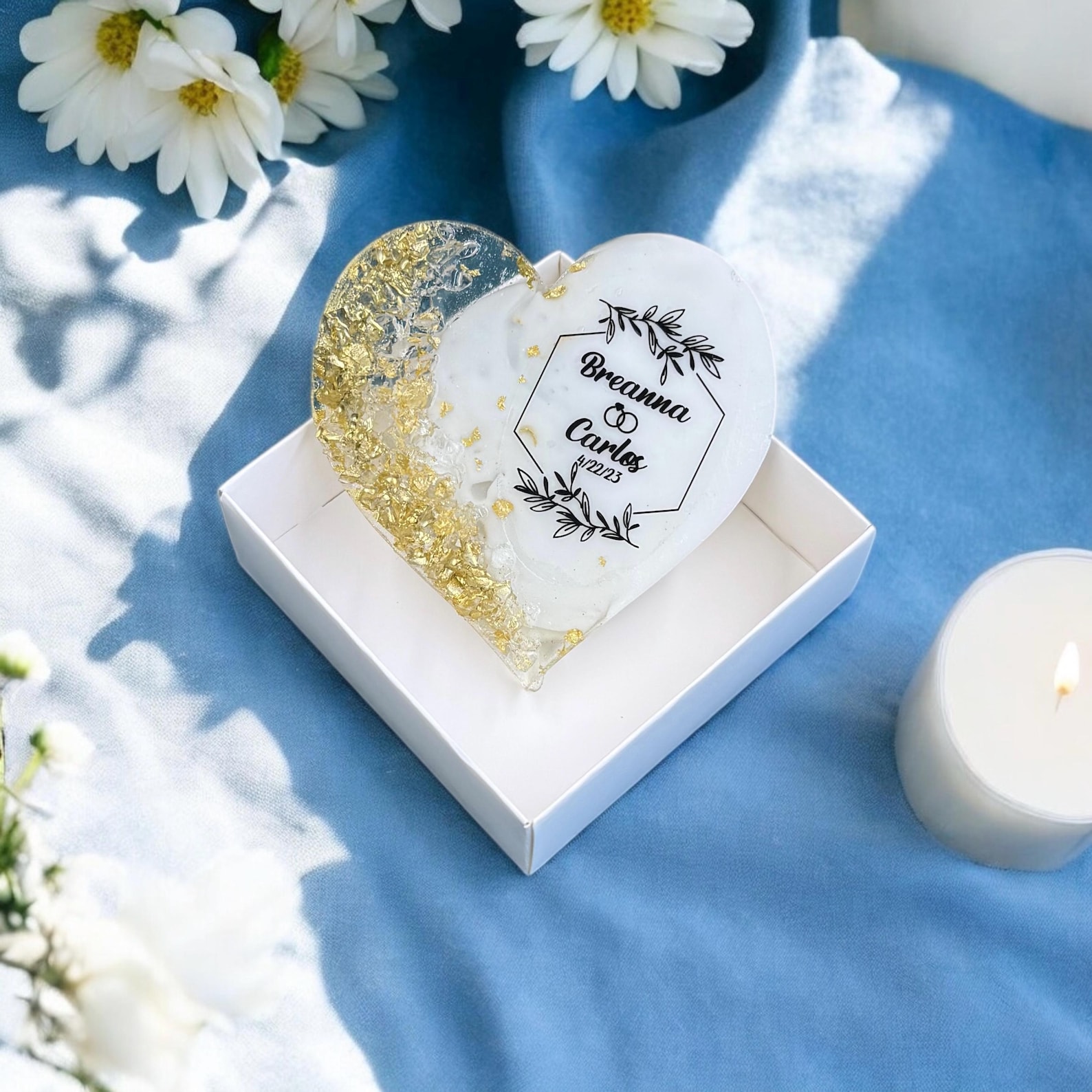 Heart Shaped Wedding Magnet Favors, Custom Design Embossed Resin Favors ...