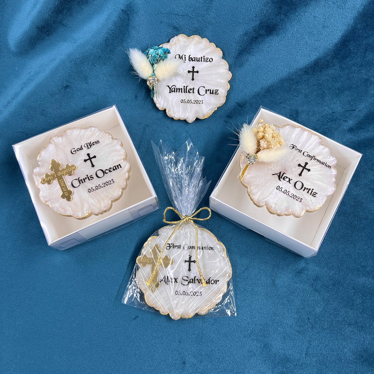 Personalized Baptism Magnet Favor, Engraved Resin Party Favor, Bulk ...