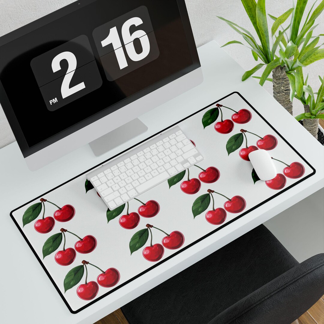 Cherry Design Desk Mat – Cute Trendy Office Decor, Gaming Accessory - Etsy