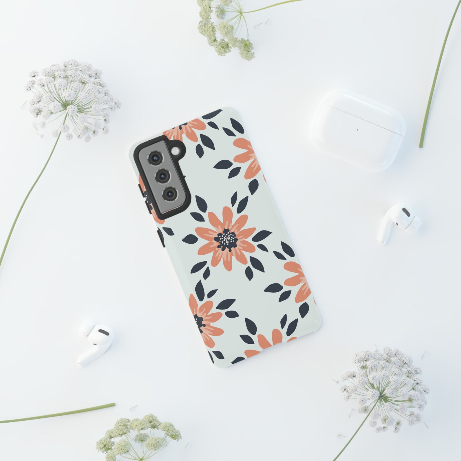 Peach Mum With Navy Accents Phone Case by Shield Shack Designs - Etsy