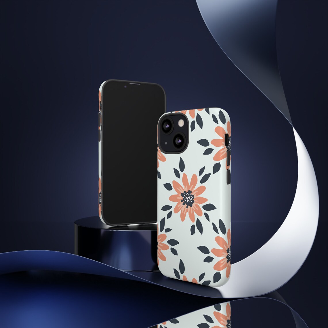 Peach Mum With Navy Accents Phone Case by Shield Shack Designs - Etsy