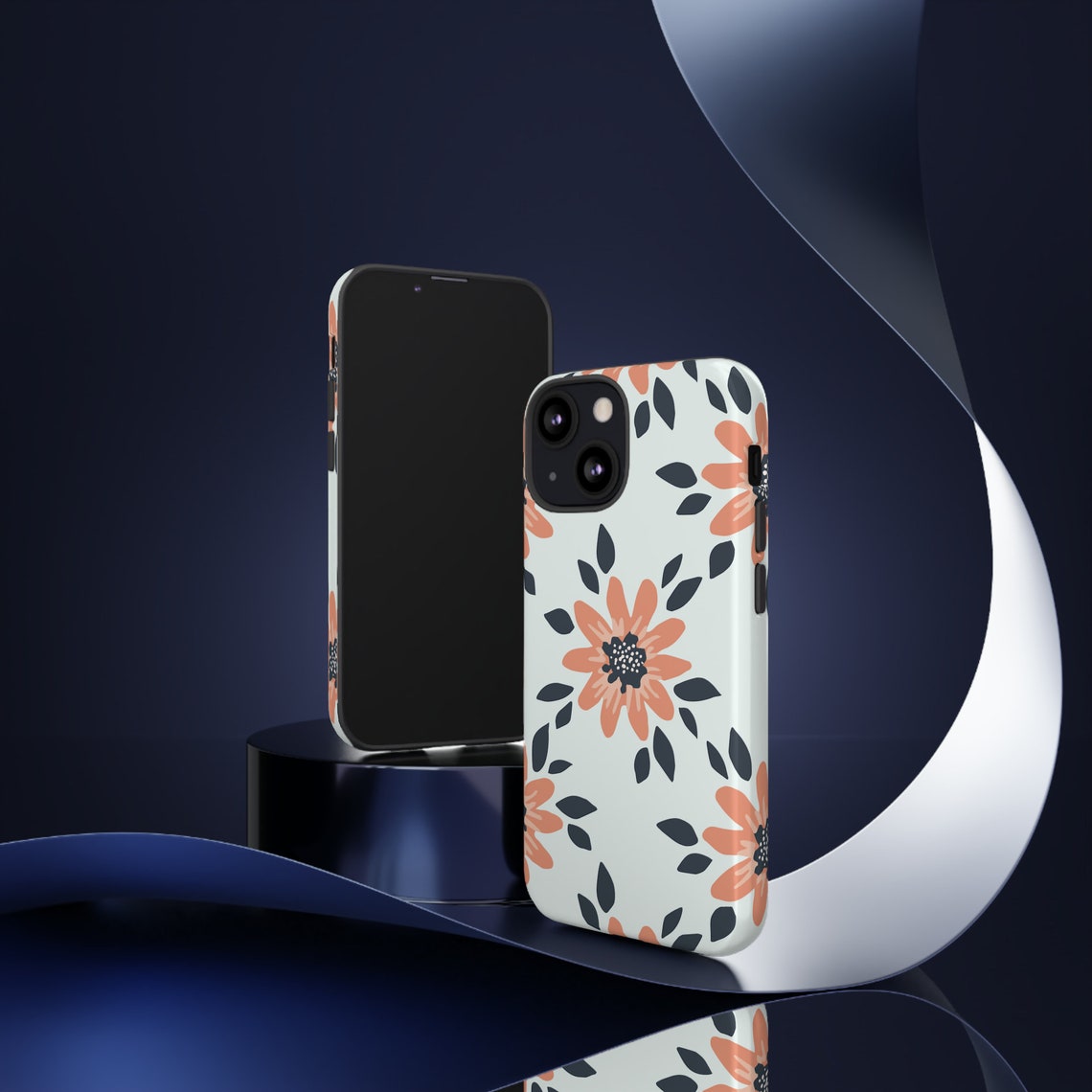 Peach Mum With Navy Accents Phone Case by Shield Shack Designs - Etsy
