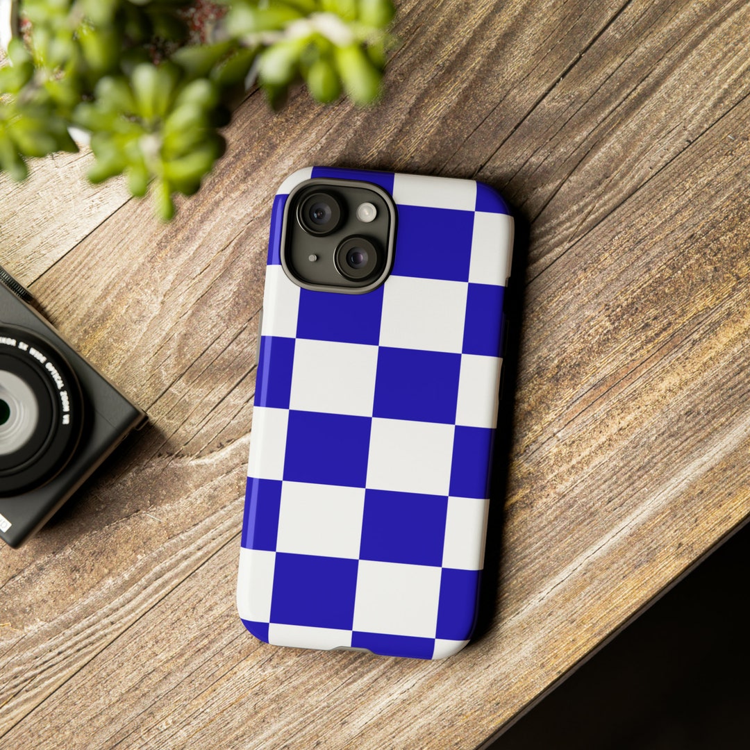 Royal Blue and White Checkered Cell Phone Case by Shield Shack Designs ...