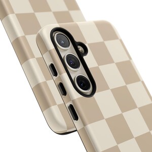 Tan and Light Tan Checkered Cell Phone Case by Shield Shack Designs ...
