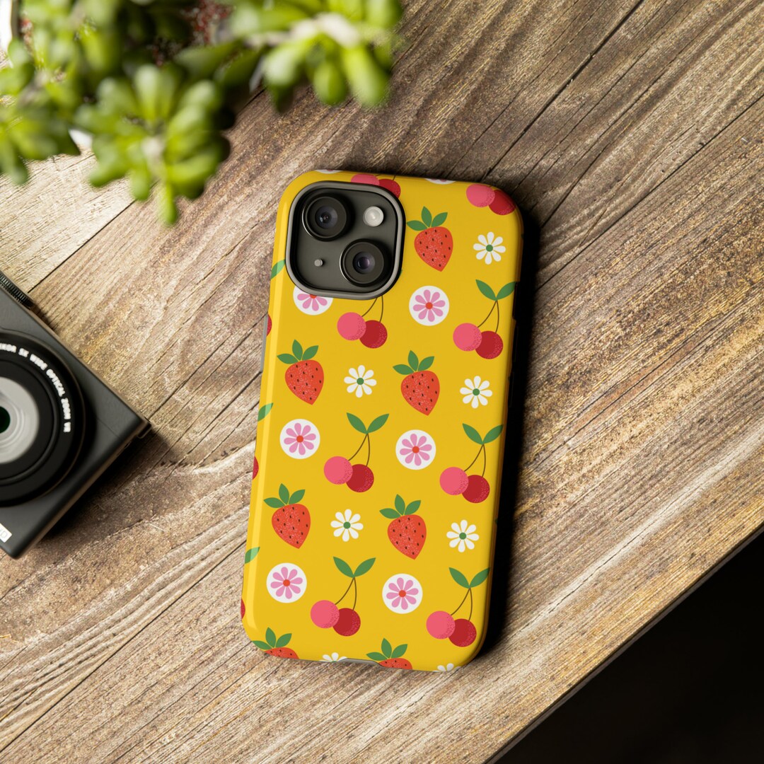 Strawberries and Cherries Cell Phone Case by Shield Shack Designs - Etsy
