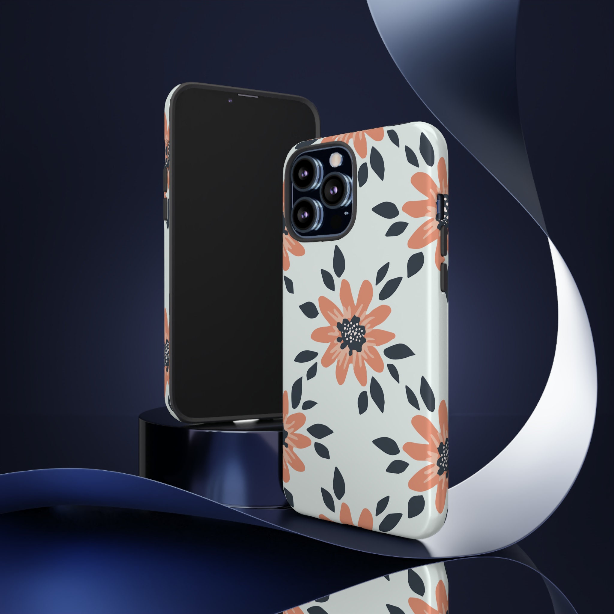 Peach Mum With Navy Accents Phone Case by Shield Shack Designs - Etsy