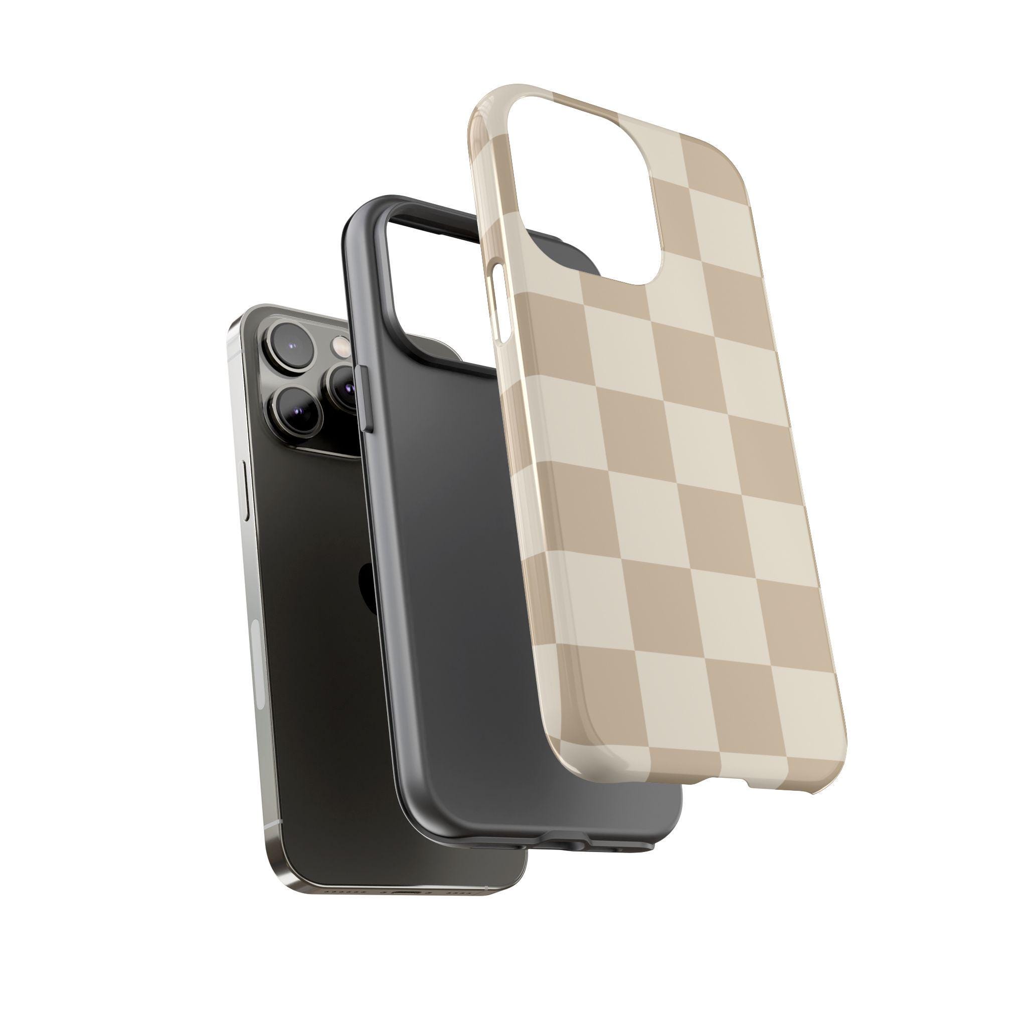 Tan and Light Tan Checkered Cell Phone Case by Shield Shack Designs ...