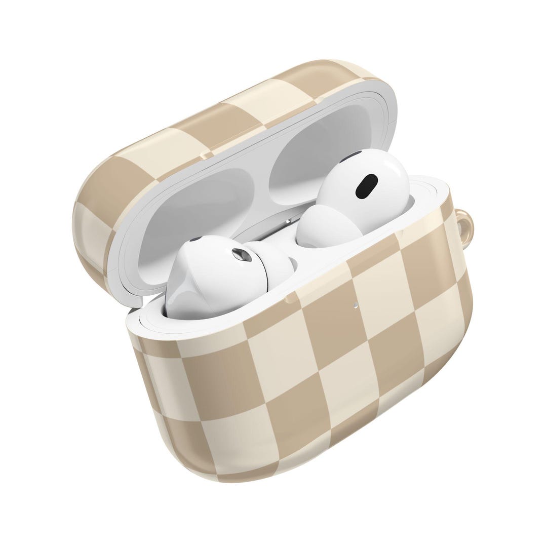 Tan and White Checkered Air Pod Case - Etsy
