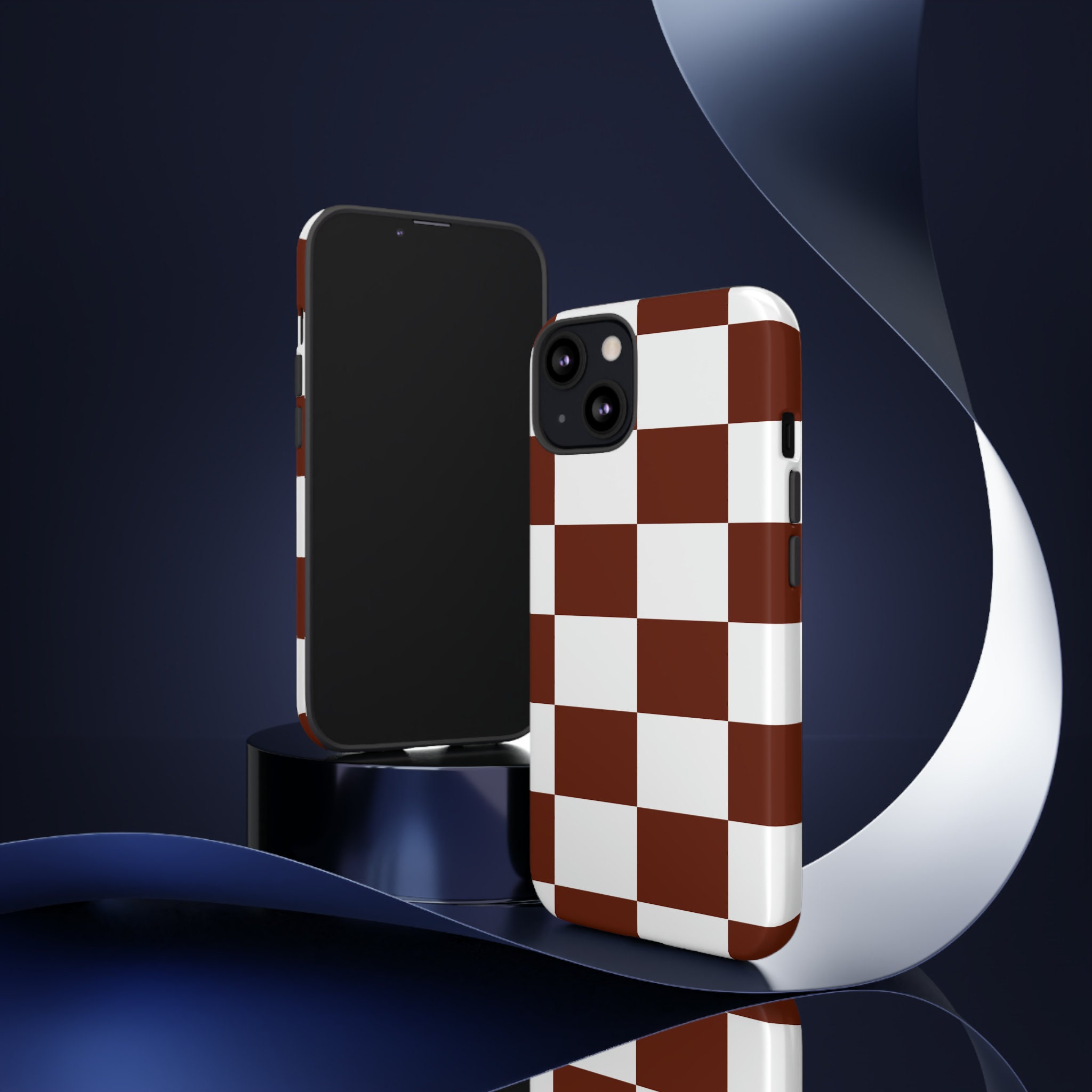 Marron and White Checkered Cell Phone Case by Shield Shack Designs - Etsy
