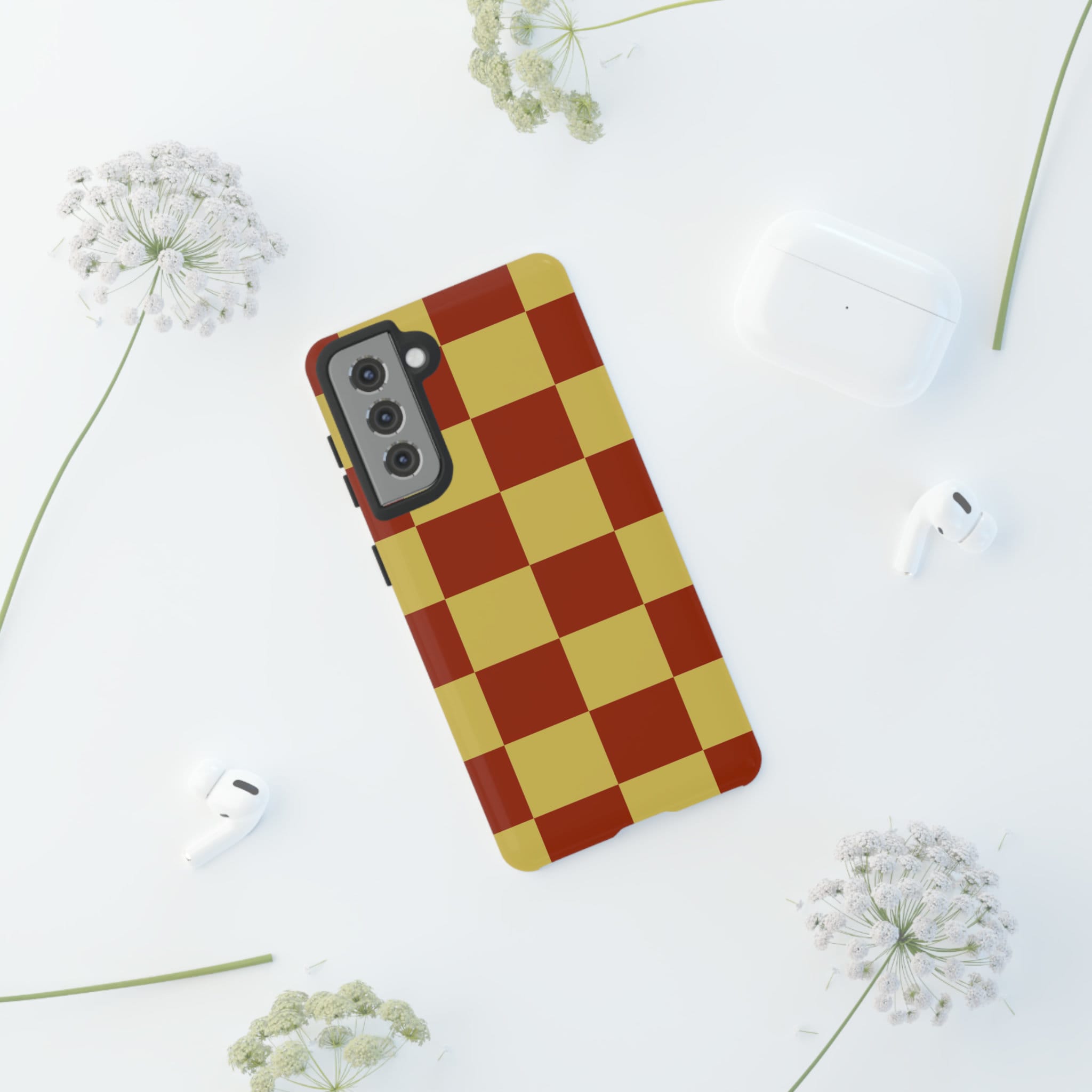 Red and Golden Yellow Checkered Cell Phone Case by Shield Shack Designs ...