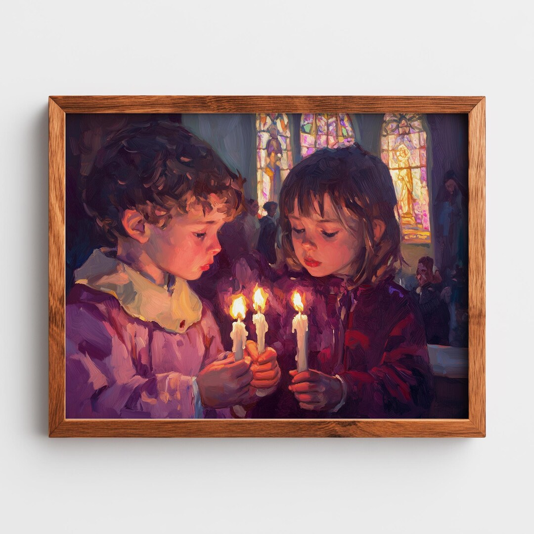 Vintage Advent Candle Lighting - Cozy Printable Christmas Wall Art ...