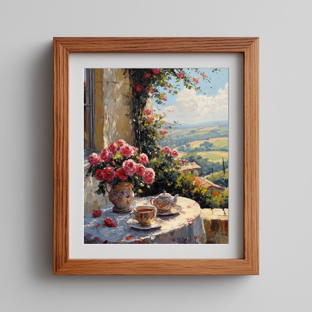 Rustic Cottagecore Cafe Terrace Scene - Cozy Vintage Patio With Roses ...