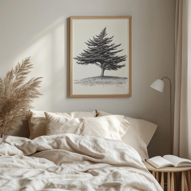Classic Printable Cypress Tree Illustration - Vintage Botanical Art ...