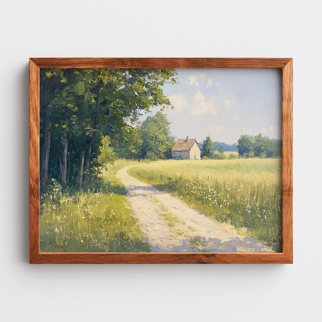 Rustic Summer Landscape Art Printable - Peaceful Gravel Path, Vintage ...