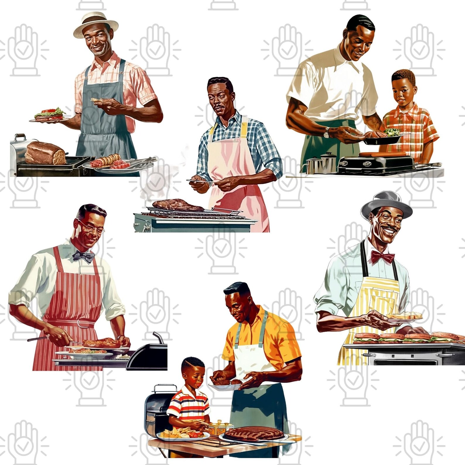 Happy Father's Day BBQ Graphics Pack, Grill and Barbecue Clipart ...
