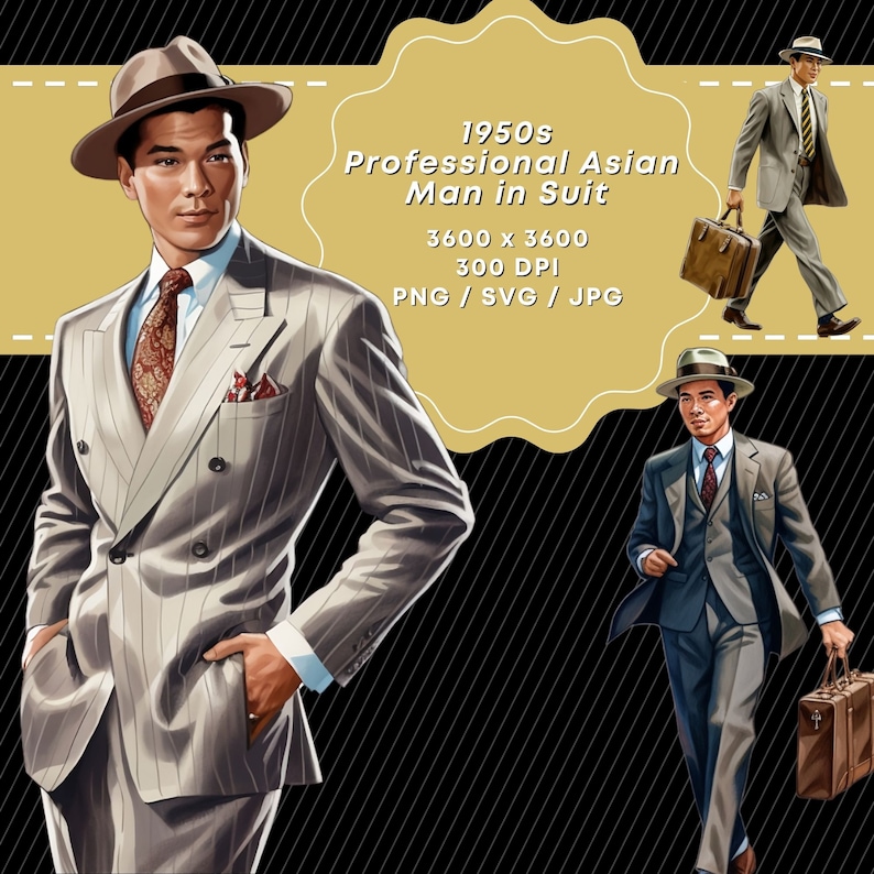 Clip Art 1950s Professional Man, 1940s Asian Business Man, Fathers Day ...