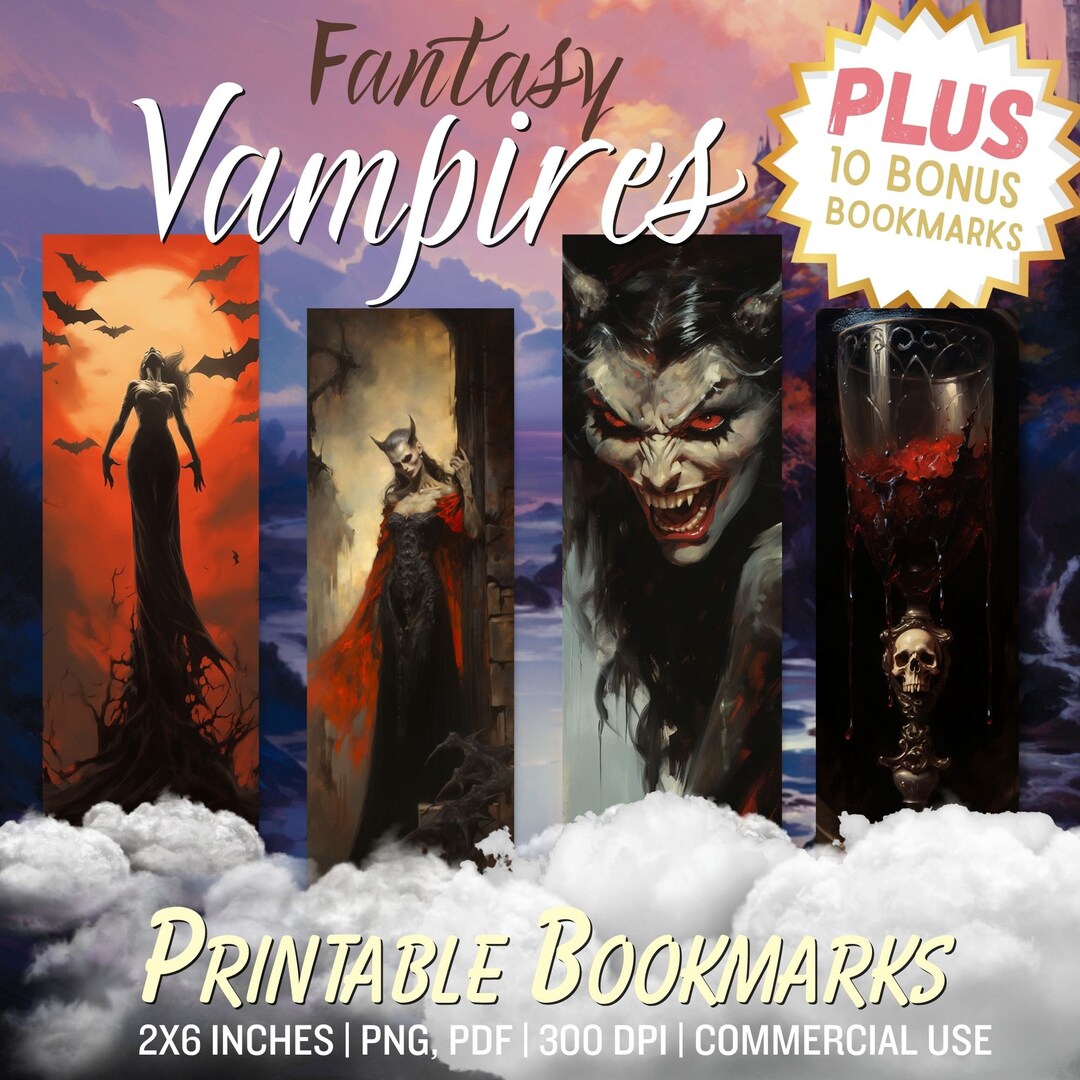 Vampire Printable Bookmark Dracula Bookmarks Halloween - Etsy