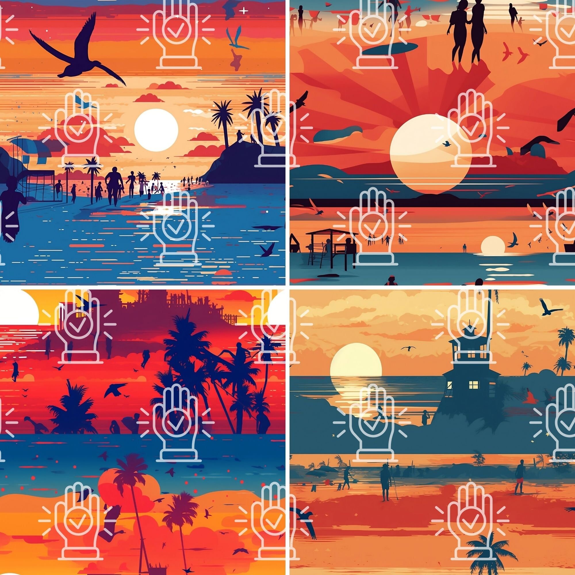 Summer Beach Seamless Pattern, Summer Digital Paper,palm Trees Pattern ...