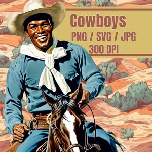 Black Cowboy Clipart Set, Western Digital Image, Printable Cowboy Horse ...