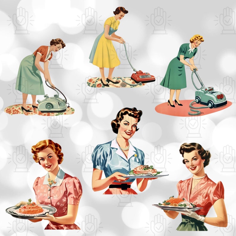 1950s Homemaker Clip Art - Vintage Housewife PNG & JPG Images - Retro ...