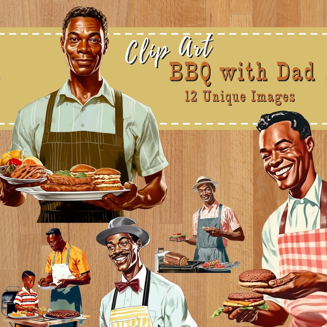 Happy Father&#039;s Day BBQ Graphics Pack, Grill and Barbecue Clipart ...