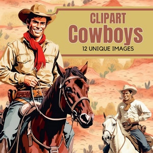 Wild West Cowboy and Horse Clipart Set - Vintage Western Illustrations ...