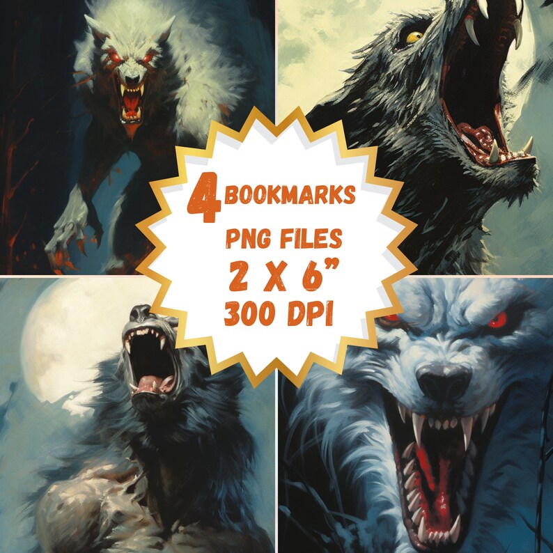 Werewolf Printable Bookmarks Halloween Scary Bookmarks Book - Etsy