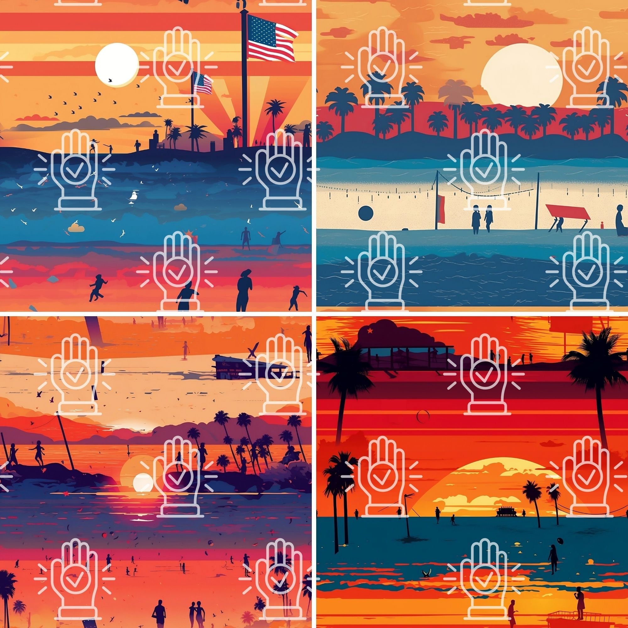 Summer Beach Seamless Pattern, Summer Digital Paper,palm Trees Pattern ...