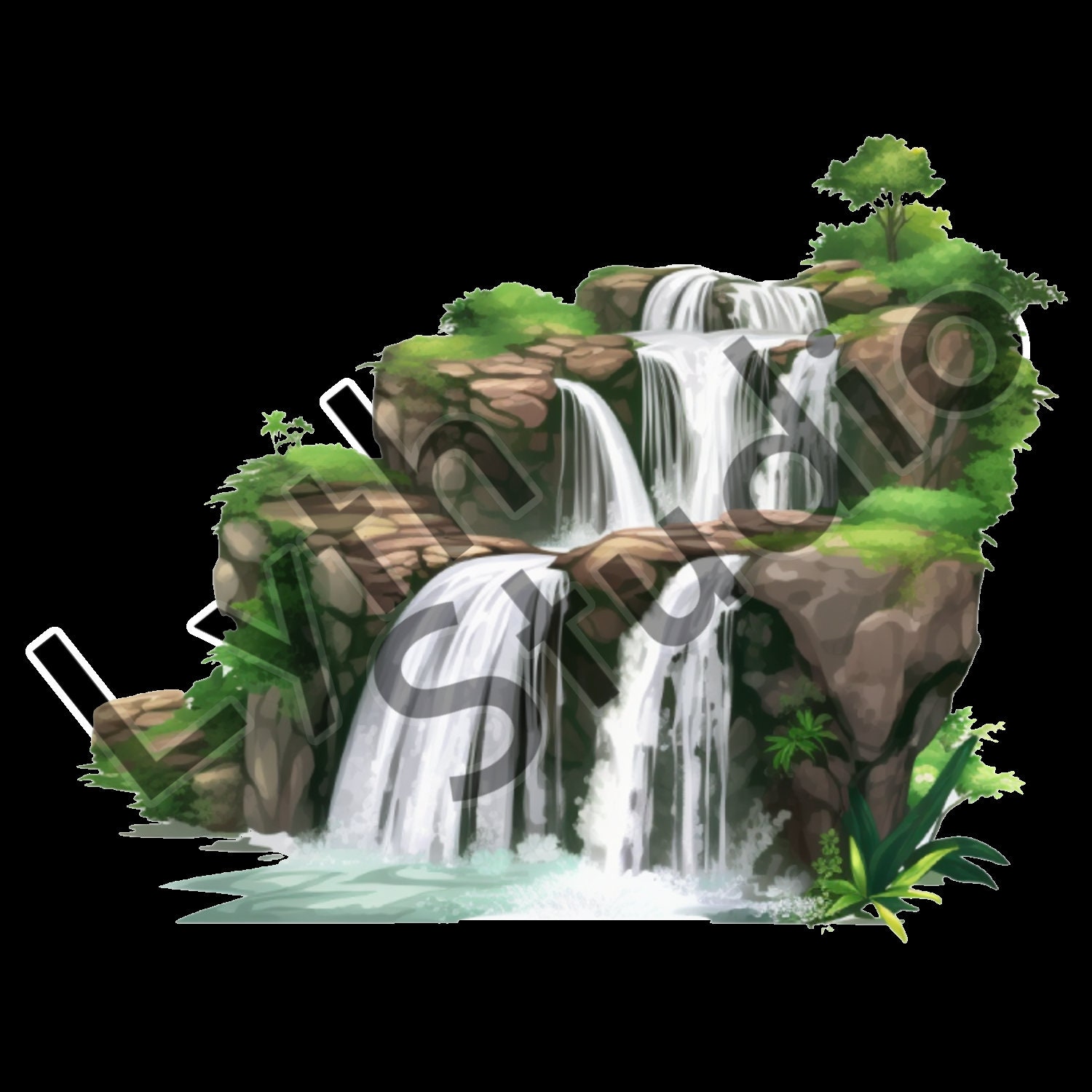 Variety Waterfall Clipart - Cartoony/realistic Waterfalls, PNG Format ...