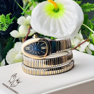 Snake Watch – Double Circle Design, Luxury Stainless Steel Wristwatch ...