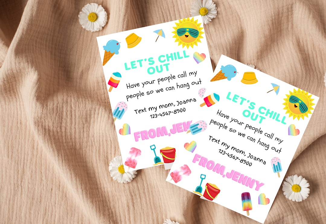 Summer Play Date Card, Printable End of School Tags for Kids, Play Date ...