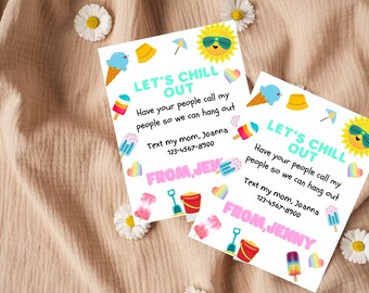 Popsicle Playdate Cards, Summer Play Date Card, Printable End of School ...