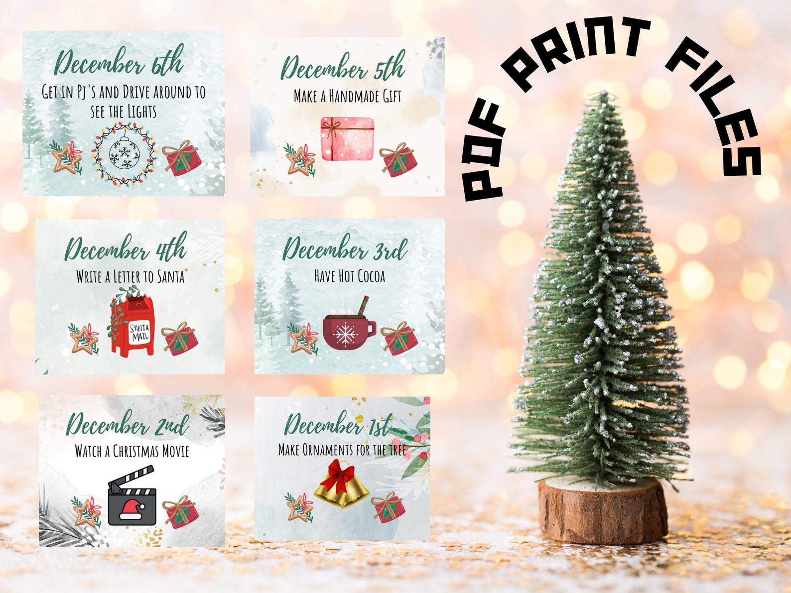 24 Printable Advent Activity Cards for Kids, Christmas Bucket List ...