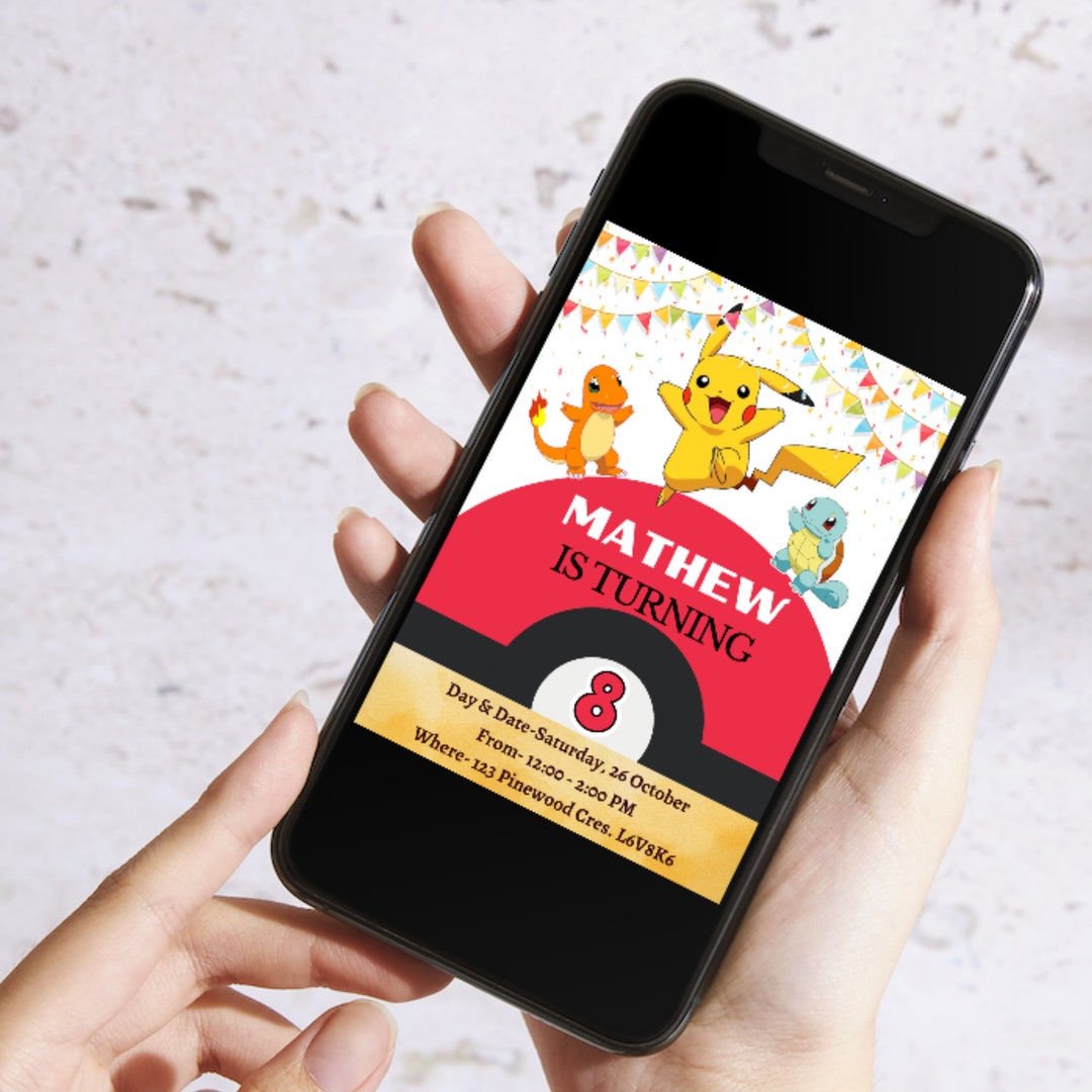EDITABLE, Pokemon Birthday Invitation, Pokemon Evite, Pokemon Digital ...