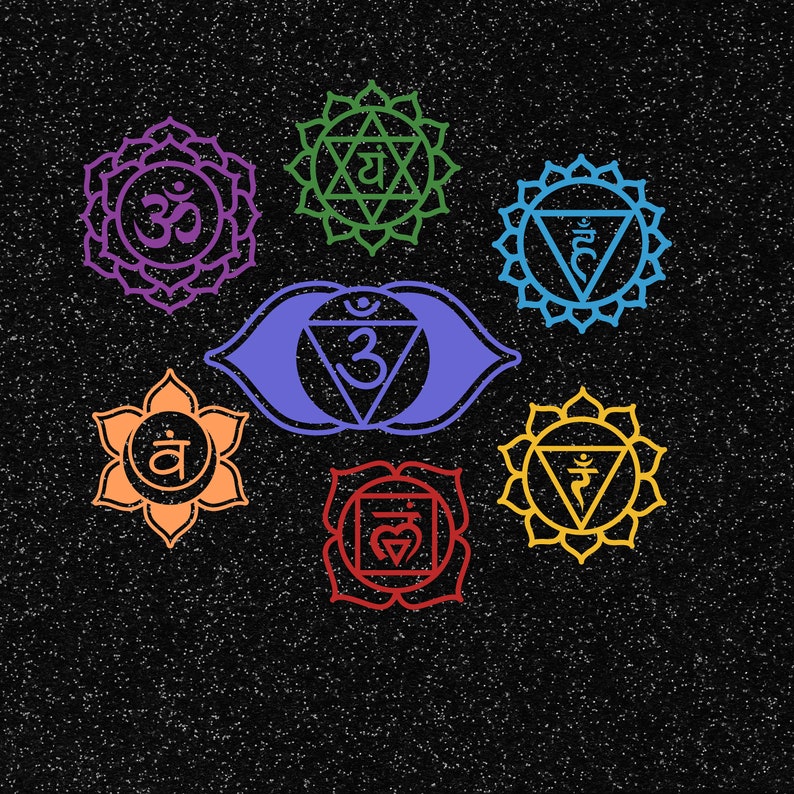 7 Chakras SVG Files Yoga SVG Buddha Svg, Meditation Symbol SVG, Digital ...