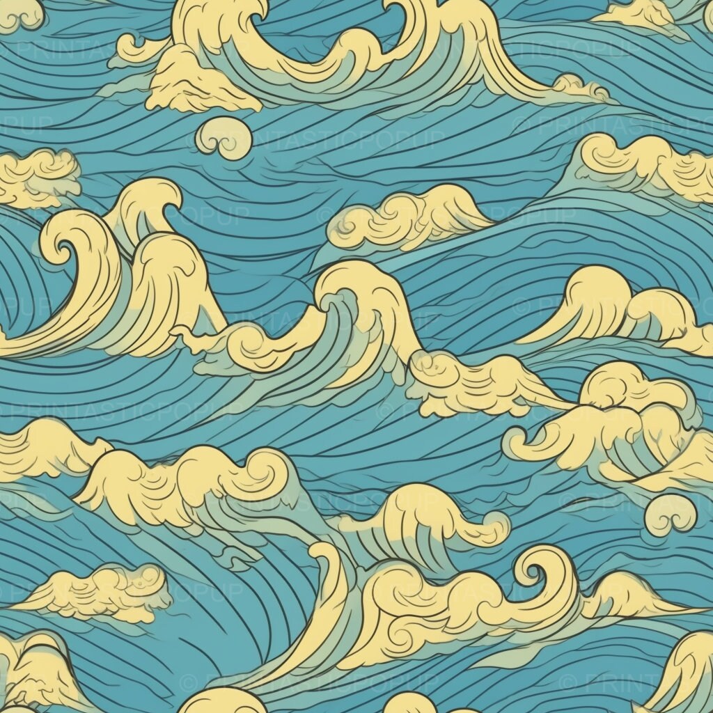 Seamless Wave Patterns, Unique Repeating and Aesthetic, Hokusai Style ...