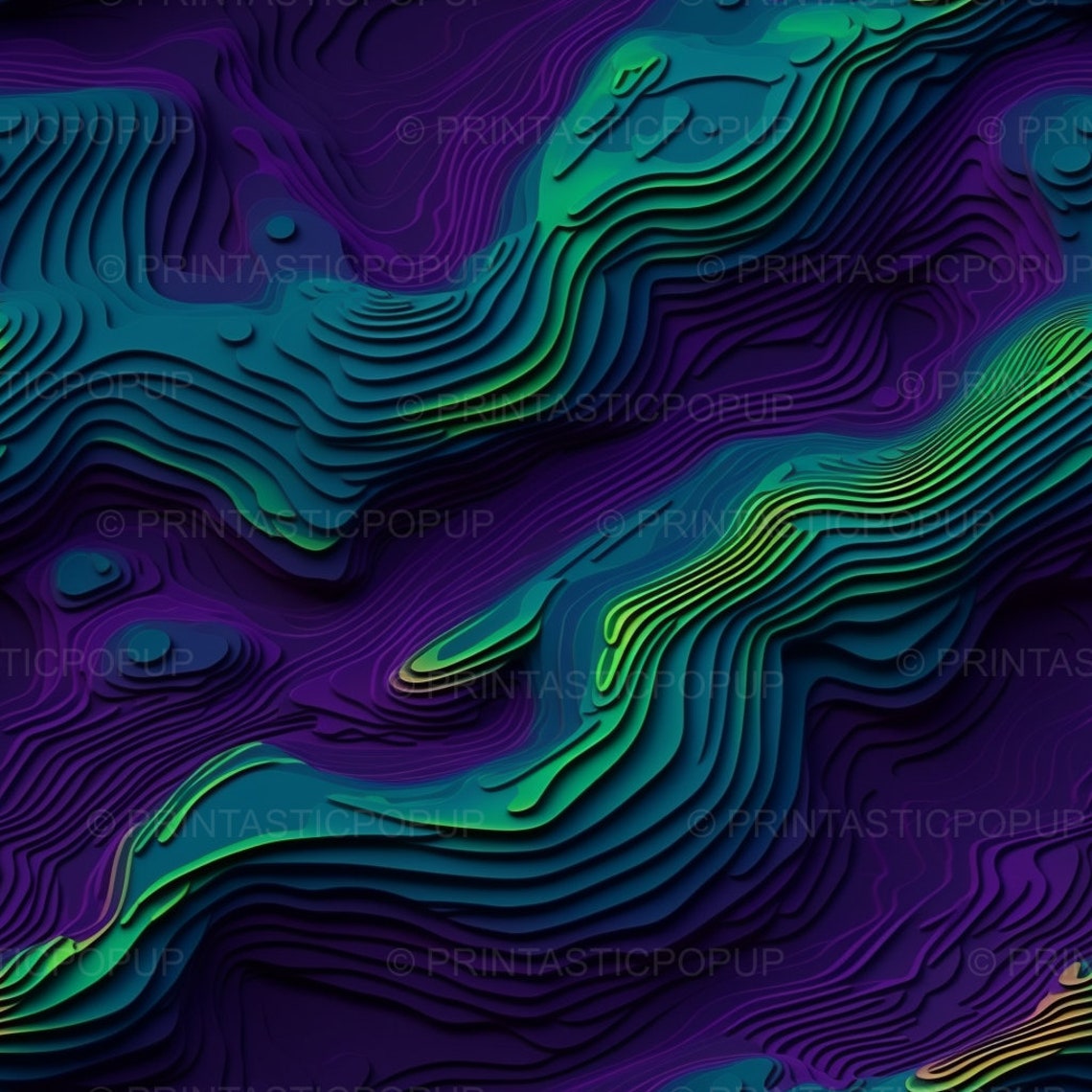 Groovy Topographic Map Pattern, Seamless Repeating Pattern in a Rainbow ...