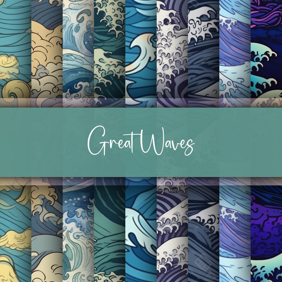 Seamless Wave Patterns, Unique Repeating and Aesthetic, Hokusai Style ...