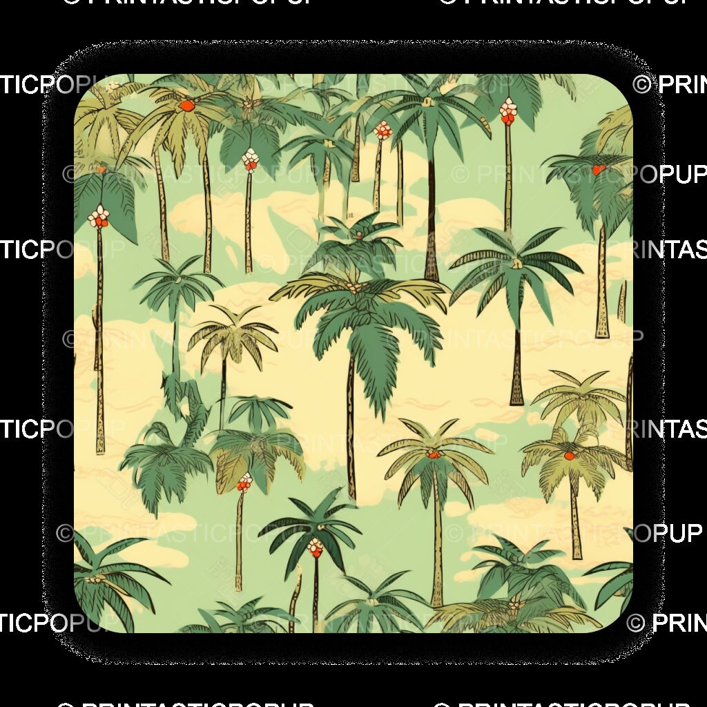 Sunny Palms Seamless Repeating Pattern, Tropical Palm Trees, Digital ...