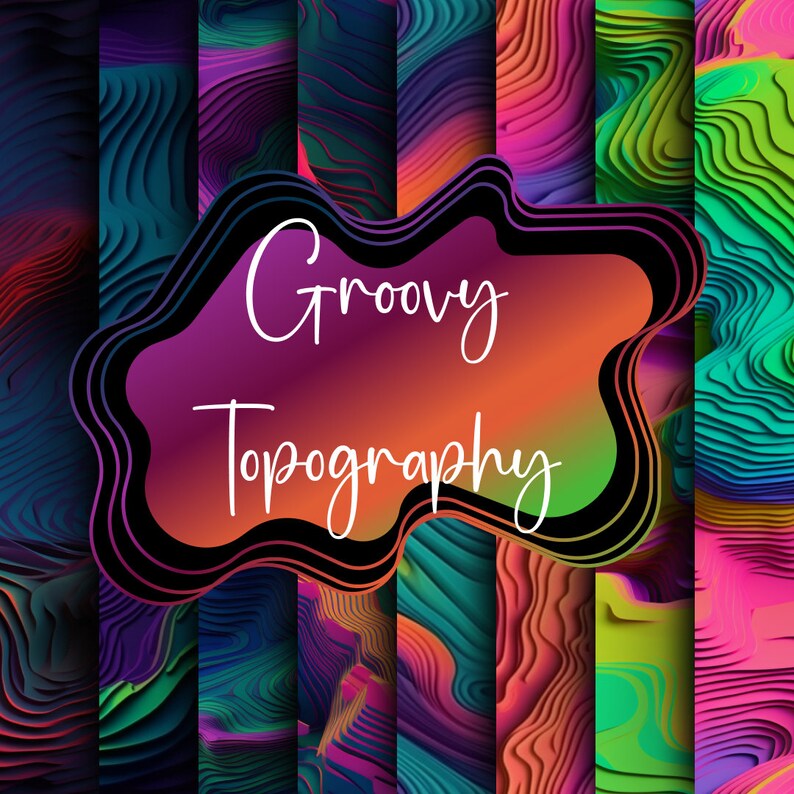Groovy Topographic Map Pattern, Seamless Repeating Pattern in a Rainbow Topographic Style ...