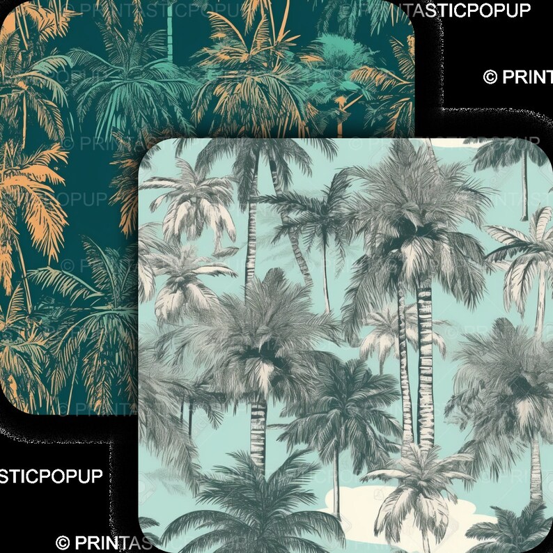 Sunny Palms Seamless Repeating Pattern, Tropical Palm Trees, Digital ...